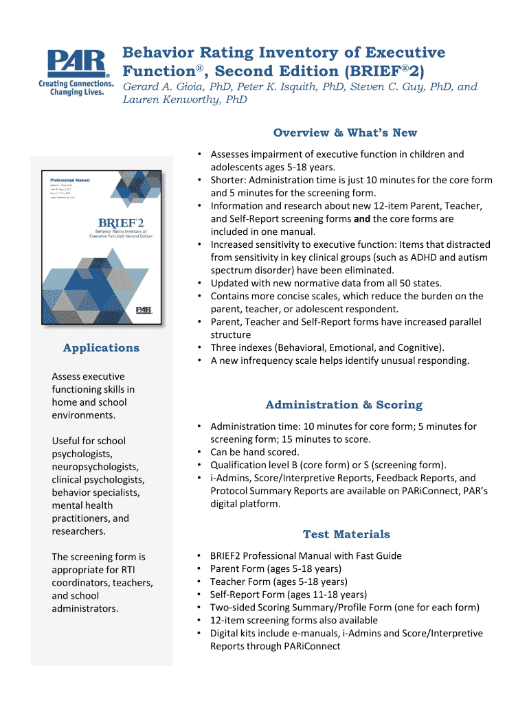 Fillable Online Behavior Rating Inventory of Executive Fax Email Print ...