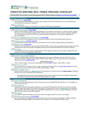 Fillable Online grad usf MFA THESIS PROCESS CHECKLIST - University of ...