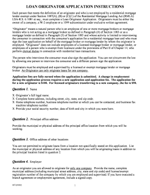 Fillable Online LOAN ORIGINATOR APPLICATION INSTRUCTIONS Fax Email ...
