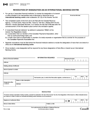 Fillable Online REVOCATION OF DESIGNATION AS AN INTERNATIONAL BANKING ...