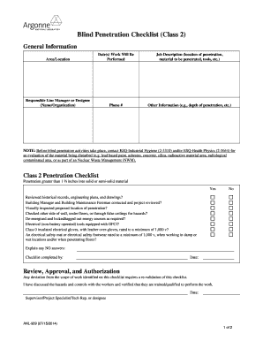 Fillable Online aps anl Blind Penetration Checklist - apsanlgov Fax ...