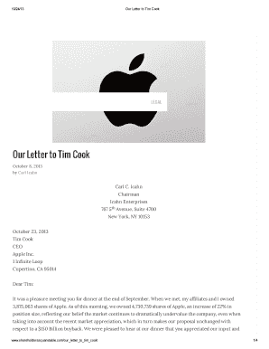 Fillable Online Our Letter to Tim Cook Fax Email Print - pdfFiller