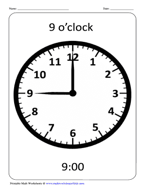 Fillable Online Name Date 9 oclock - Math Worksheets 4 Kids Fax Email ...