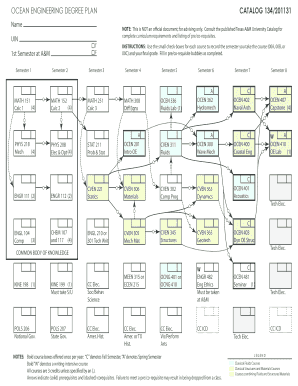 Fillable Online OCEAN ENGINEERING DEGREE PLAN CATALOG 134201131 Fax ...
