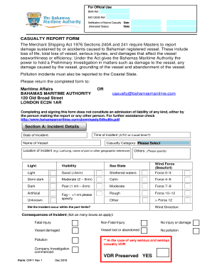 Fillable Online Casualty Report Form Bahamas Maritime Authority Fax ...