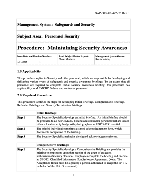 Fillable Online Procedure Maintaining Security Awareness Fax Email ...