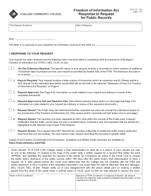 Fillable Online oaklandcc FOIA Form - Oakland Community College Fax ...