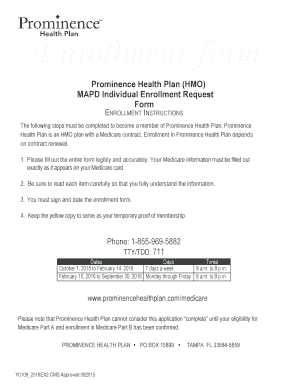 Fillable Online Prominence Health Plan MAPD Individual Enrollment Fax ...
