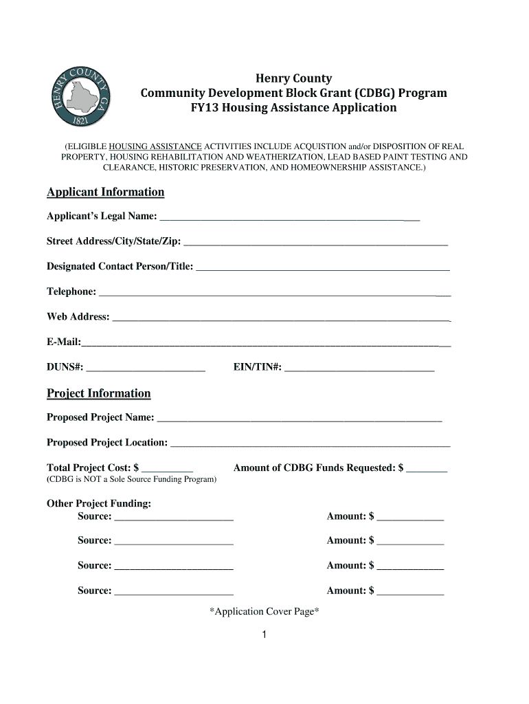 Fillable Online co henry ga Henry County Community Development Block ...