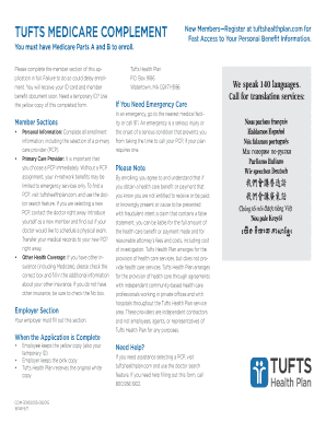 Fillable Online TUFTS MEDICARE COMPLEMENT Fax Email Print - pdfFiller