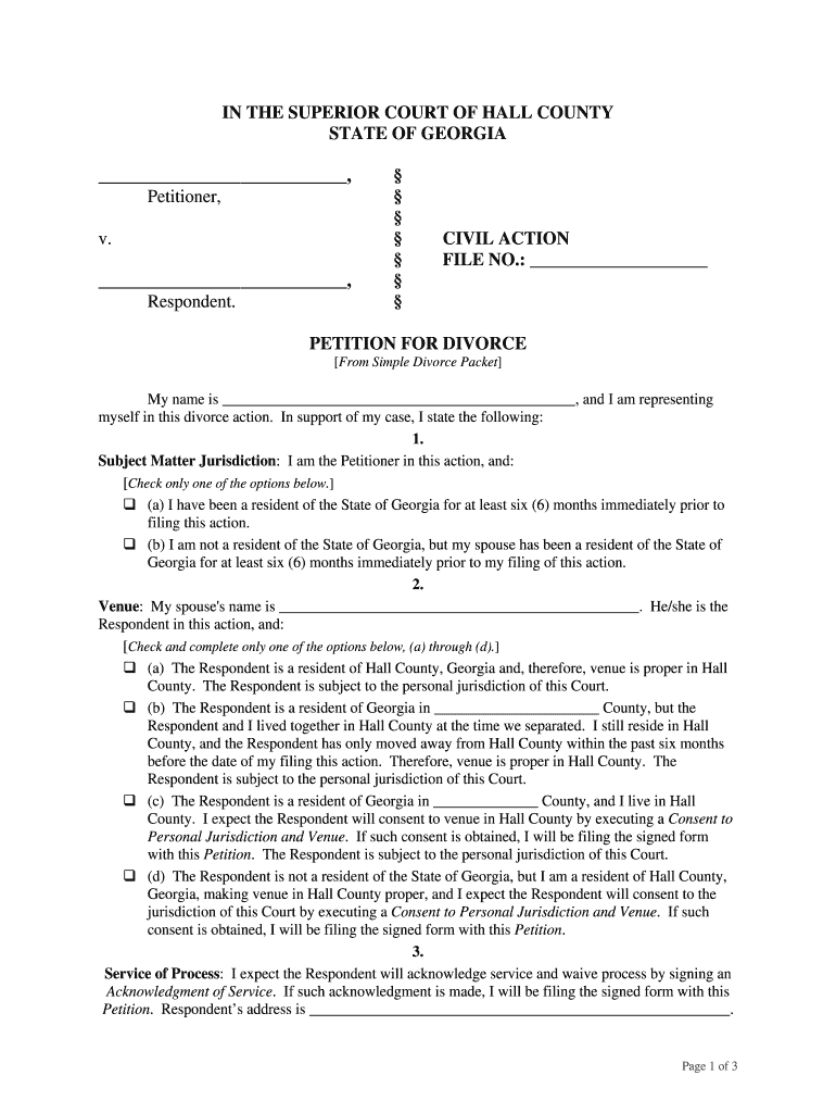 Fillable Online hallcounty From Simple Divorce Packet Fax Email Print ...
