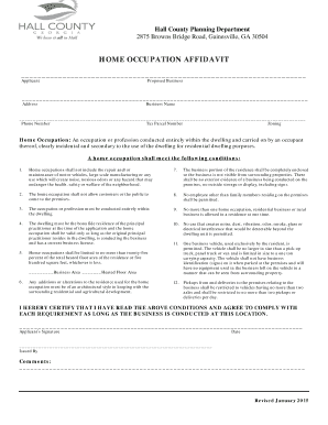 Fillable Online hallcounty HOME OCCUPATION AFFIDAVIT - hallcountyorg ...