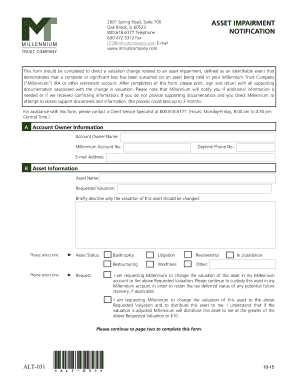 Fillable Online ALT-031 10 15 - Millennium Trust Company Fax Email ...