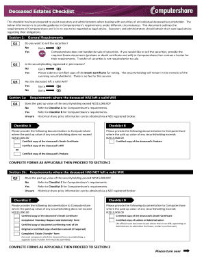 Fillable Online Deceased Estates Checklist Fax Email Print - pdfFiller