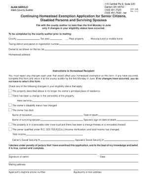 Fillable Online djfs co stark oh Continuing Homestead Exemption ...