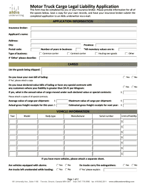 Fillable Online Motor Truck Cargo Legal Liability Application Fax Email Print - pdfFiller