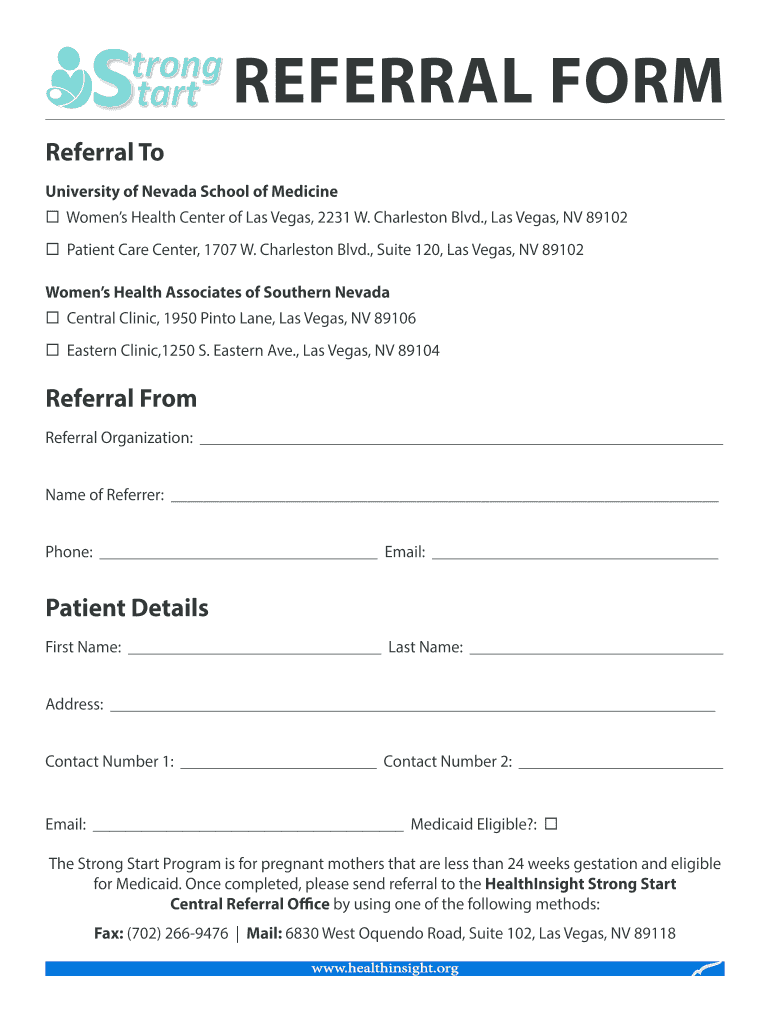 Fillable Online REFERRAL FORM - healthinsightorg Fax Email Print - pdfFiller
