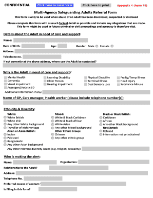Fillable Online swindon gov CONFIDENTIAL Multi-Agency Safeguarding ...