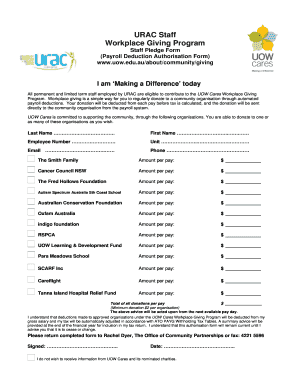 Fillable Online uow edu URAC Staff Pledge Form - uow edu Fax Email Print - pdfFiller