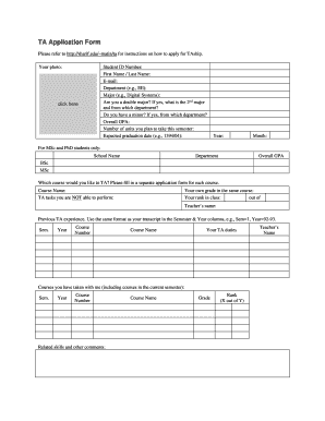 Fillable Online sharif TA Application Form - Sharif Fax Email Print ...