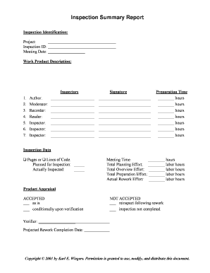 Fillable Online dgp toronto Inspection Summary Report - University of ...