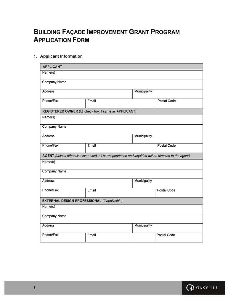 Fillable Online Building Facade Improvement Grant Program Application Form Fax Email Print ...