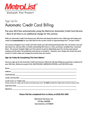 Fillable Online Automatic Credit Card Form Fax Email Print - pdfFiller
