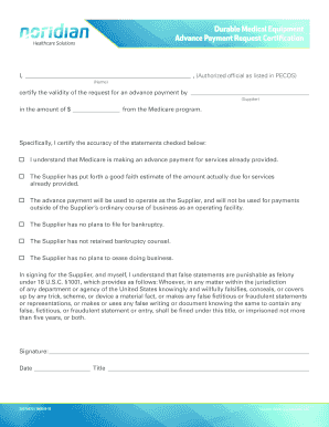 Fillable Online 29375672NHS DME Advance Payment Certification Formindd ...