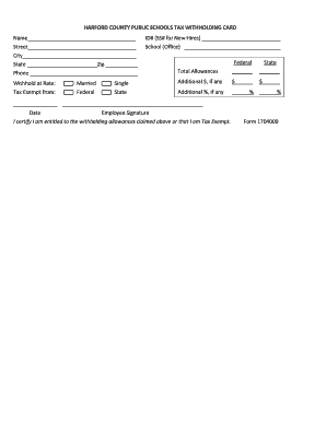 Fillable Online hcps HARFORD COUNTY PUBLIC SCHOOLS TAX WITHHOLDING CARD - hcps Fax Email Print ...