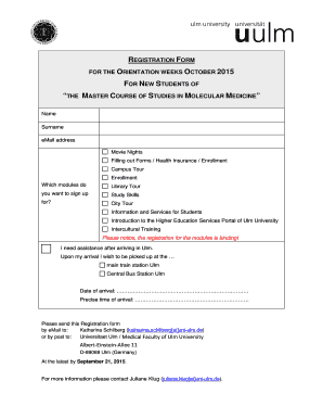 Fillable Online uni-ulm FOR NEW STUDENTS OF - Universitt Ulm Fax Email ...
