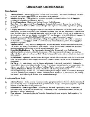 Fillable Online justiceadmin Criminal Court-Appointed Checklist ...