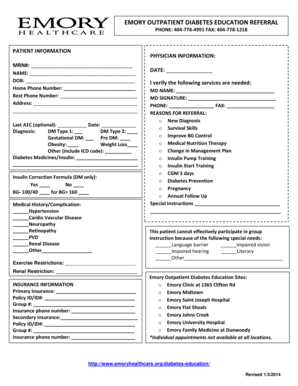 EMORY OUTPATIENT DIABETES EDUCATION REFERRAL - Emoryhealthcare - Fill ...