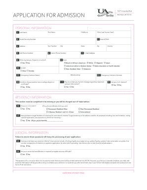 Fillable Online uaccm 1537 University Blvd APPLICATION FOR ADMISSION ...
