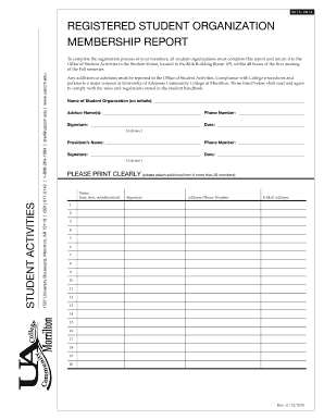 Fillable Online uaccm 2015-2016 REGISTERED STUDENT ORGANIZATION ...