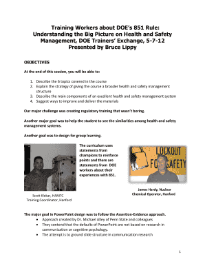 Fillable Online Training Workers About DOEs 851 Rule - National ...