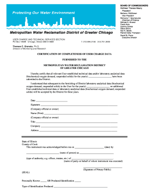 Fillable Online mwrd CERTIFICATION OF COMPLETENESS OF USER CHARGE DATA ...