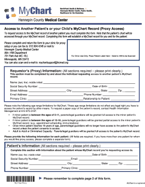 Fillable Online mychart hcmed Access to Another Patients or your Childs ...