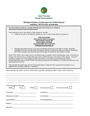 Fillable Online Michigan Freedom of Information Act FOIA Request Fax ...