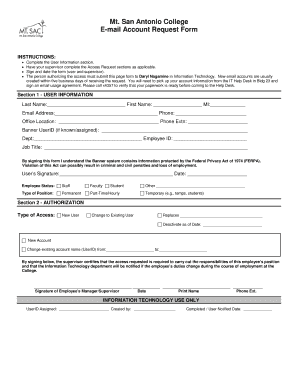 Fillable Online connection mtsac Mt San Antonio College E-mail Account Request Form - connection ...