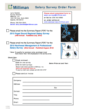 Fillable Online Salary Survey Order Form - Milliman Fax Email Print ...