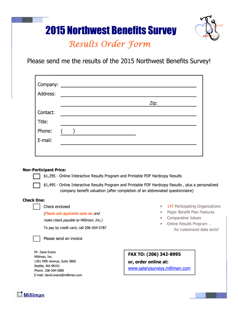 Fillable Online 2015 Northwest Benefits Survey - Milliman Fax Email ...