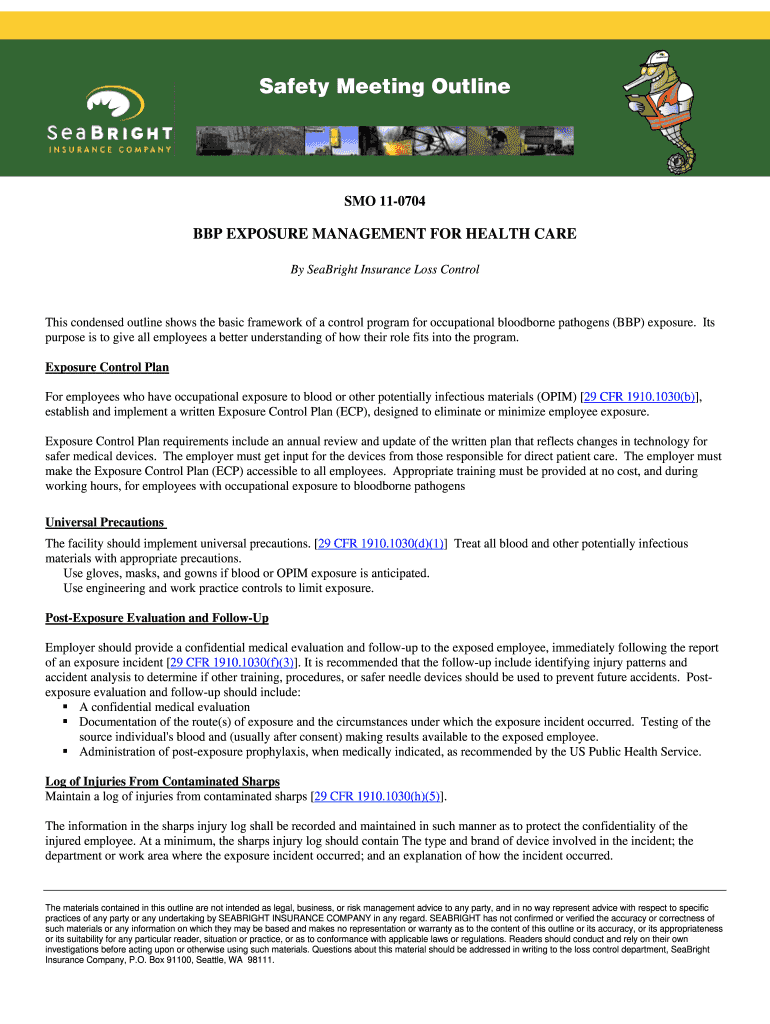 Fillable Online BBP EXPOSURE MANAGEMENT FOR HEALTH CARE Fax Email Print ...