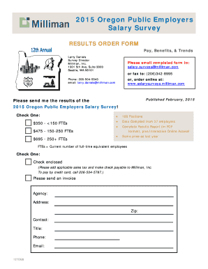 Fillable Online RESULTS ORDER FORM - Milliman Fax Email Print - pdfFiller