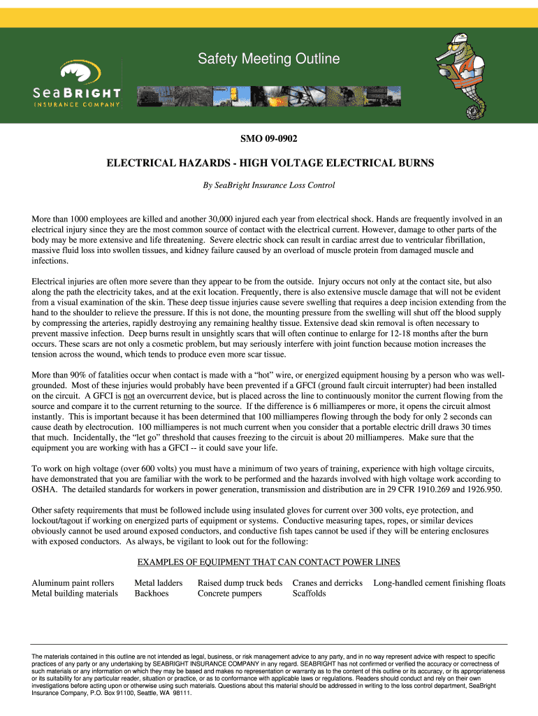 Fillable Online ELECTRICAL HAZARDS - HIGH VOLTAGE ELECTRICAL BURNS Fax ...