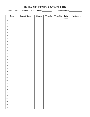 Fillable Online coast contracosta DAILY STUDENT CONTACT LOG - Contra ...