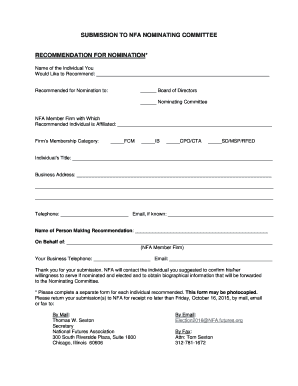 Fillable Online nfa futures Printable version of Recommendation for ...