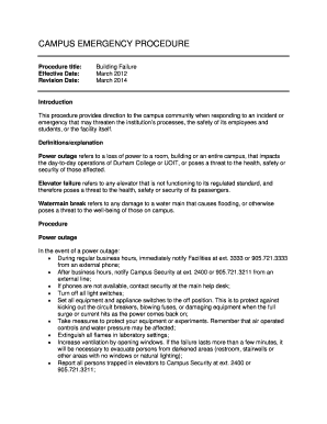 Fillable Online CAMPUS EMERGENCY PROCEDURE Fax Email Print - pdfFiller