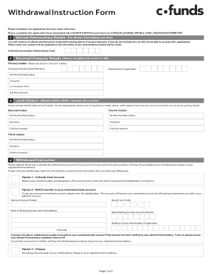 Fillable Online Withdrawal Instruction Form - CoFunds Fax Email Print ...