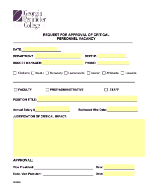 Fillable Online gpc REQUEST FOR APPROVAL CRITICAL PERSONNEL HIRESdoc ...