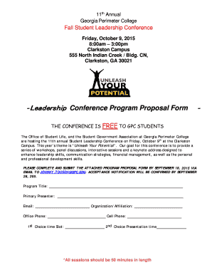 Fillable Online Leadership Conference Program Proposal Form Fax Email ...
